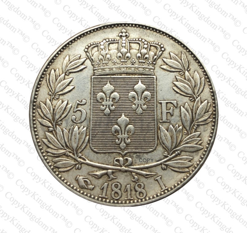 1818 I France 5 Francs Louis XVIII Bare Head A Very Rare & Sought After ...
