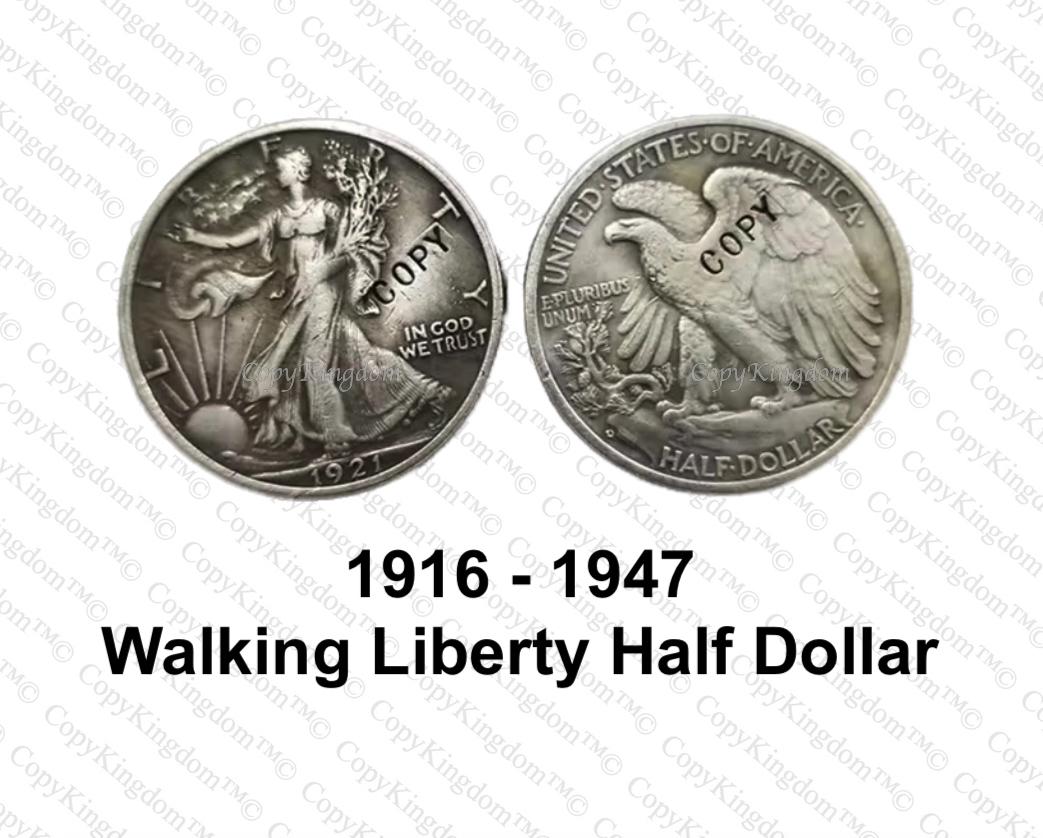 1916 to 1947 Walking Liberty Half Dollar USA A Sought After Restrike Commemorative Reproduction ...