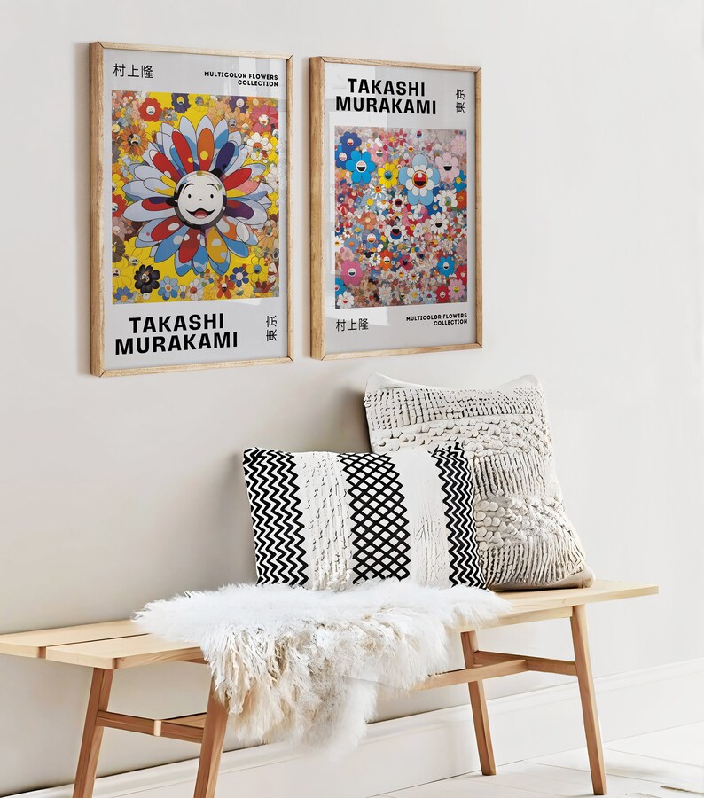 Takashi Murakami Flower Print Set of 3, Murakami Smile Flower Poster ...