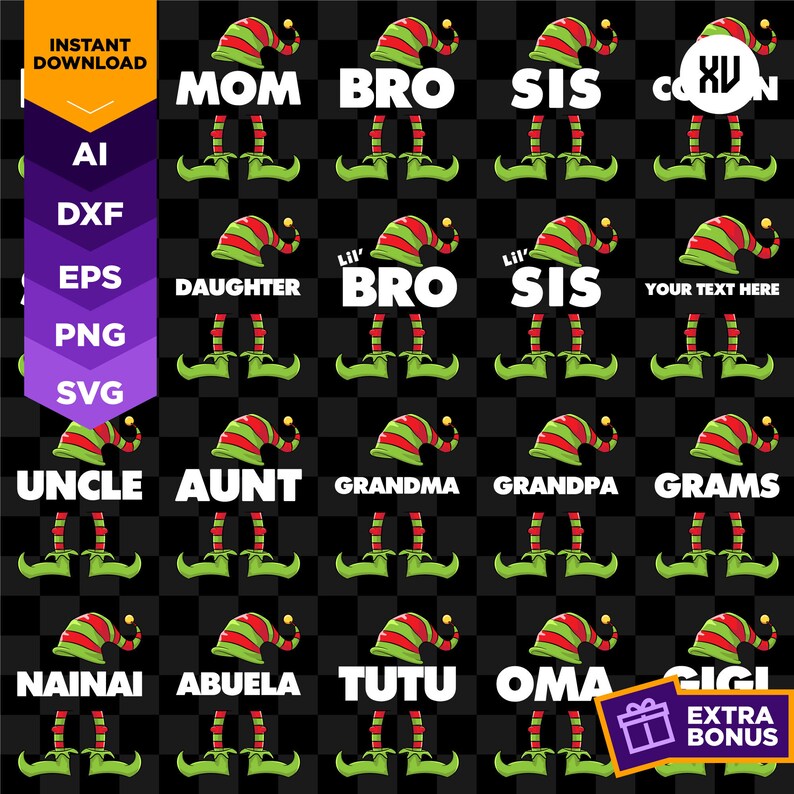 Family Elf Svg, Christmas Svg Bundle, Family Elf Bundle, Elf Hat Svg ...