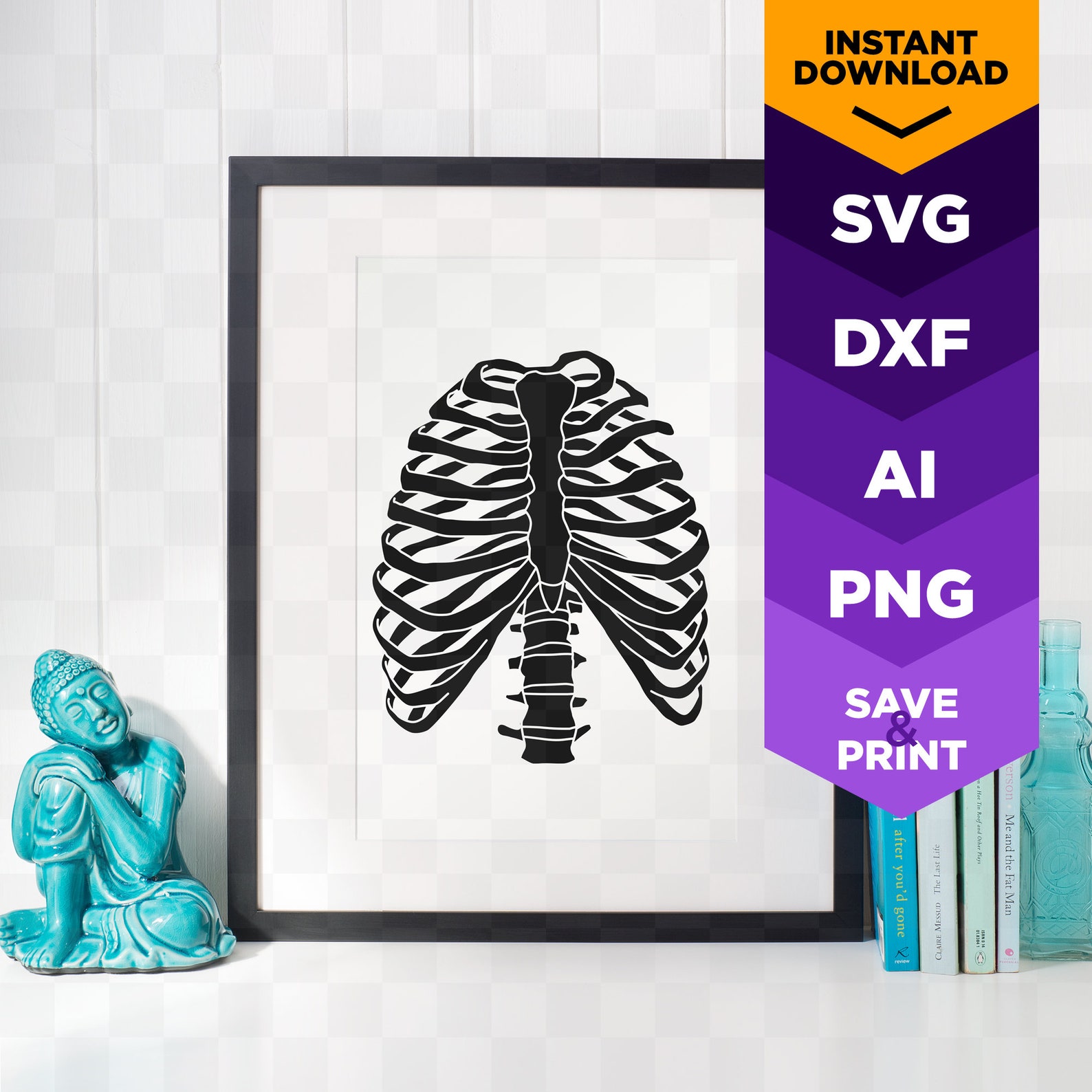 Skeleton Ribs SVG Cut File | Skeleton Rib Silhouette Sticker SVG File ...