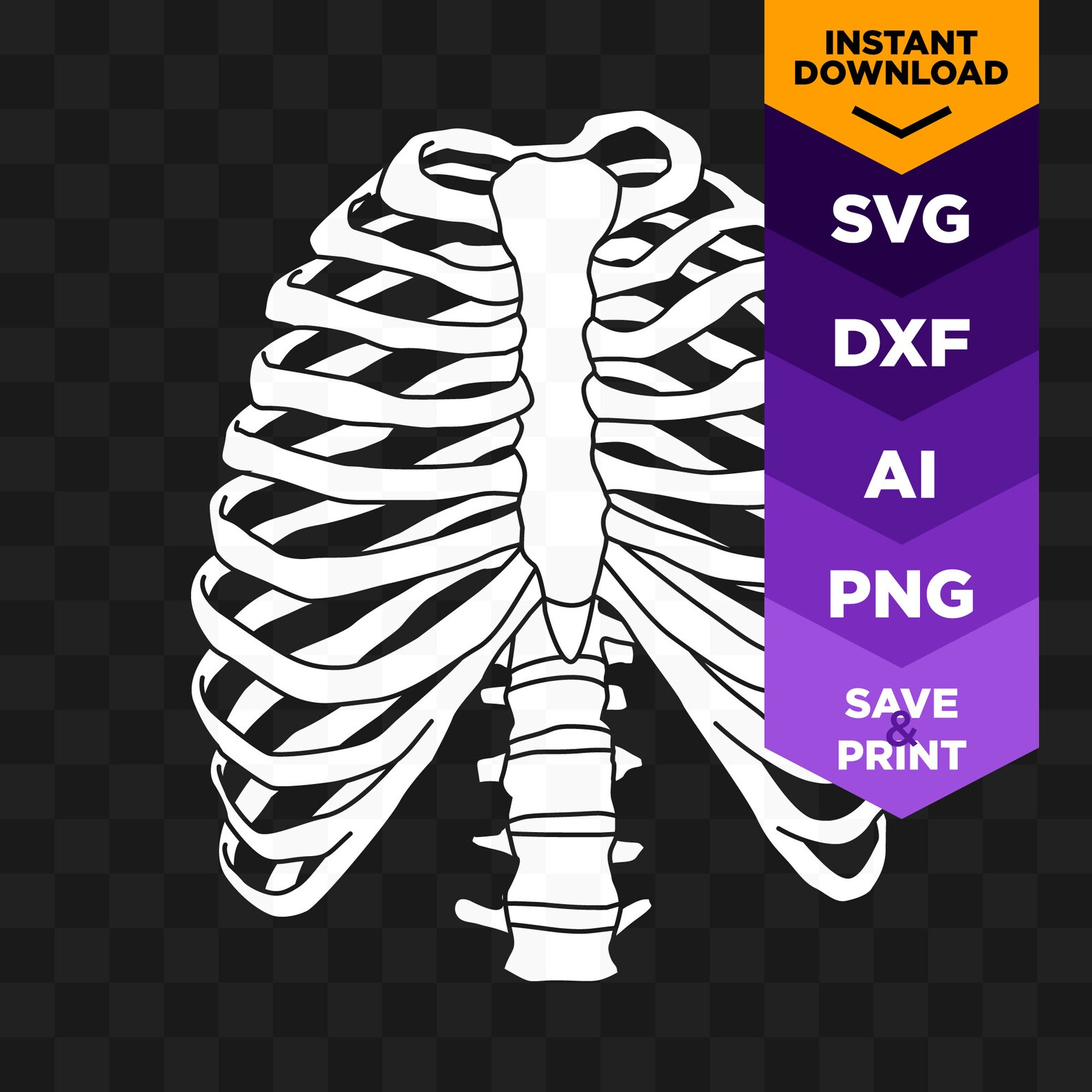 Skeleton Ribs SVG Cut File | Skeleton Rib Silhouette Sticker SVG File ...