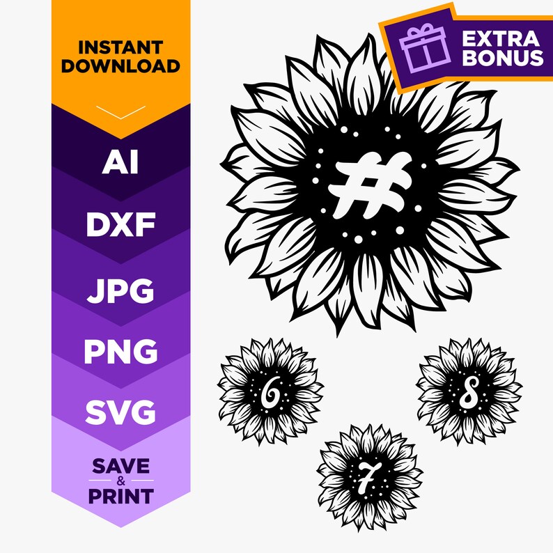 A-Z Sunflower Complete Alphabet Cut Files | Initials Monogram Letters ...