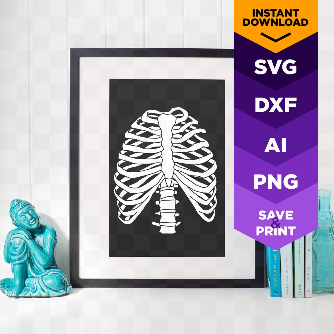 Skeleton Ribs SVG Cut File | Skeleton Rib Silhouette Sticker SVG File ...