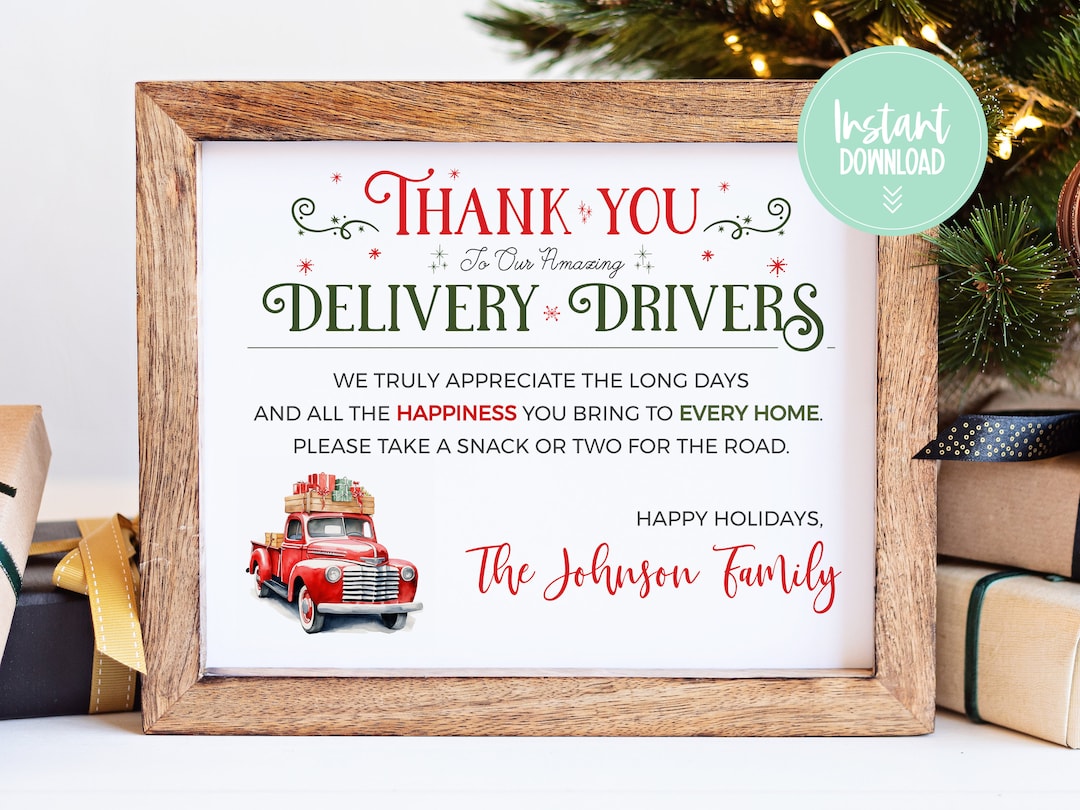 Delivery Driver Snack Sign Thank You, Delivery Driver Sign, Digital ...