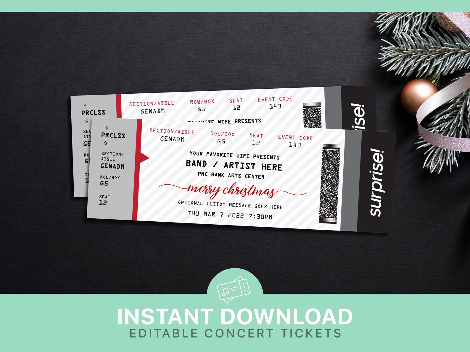 Printable Concert Ticket Gift Surprise Editable Template - Etsy