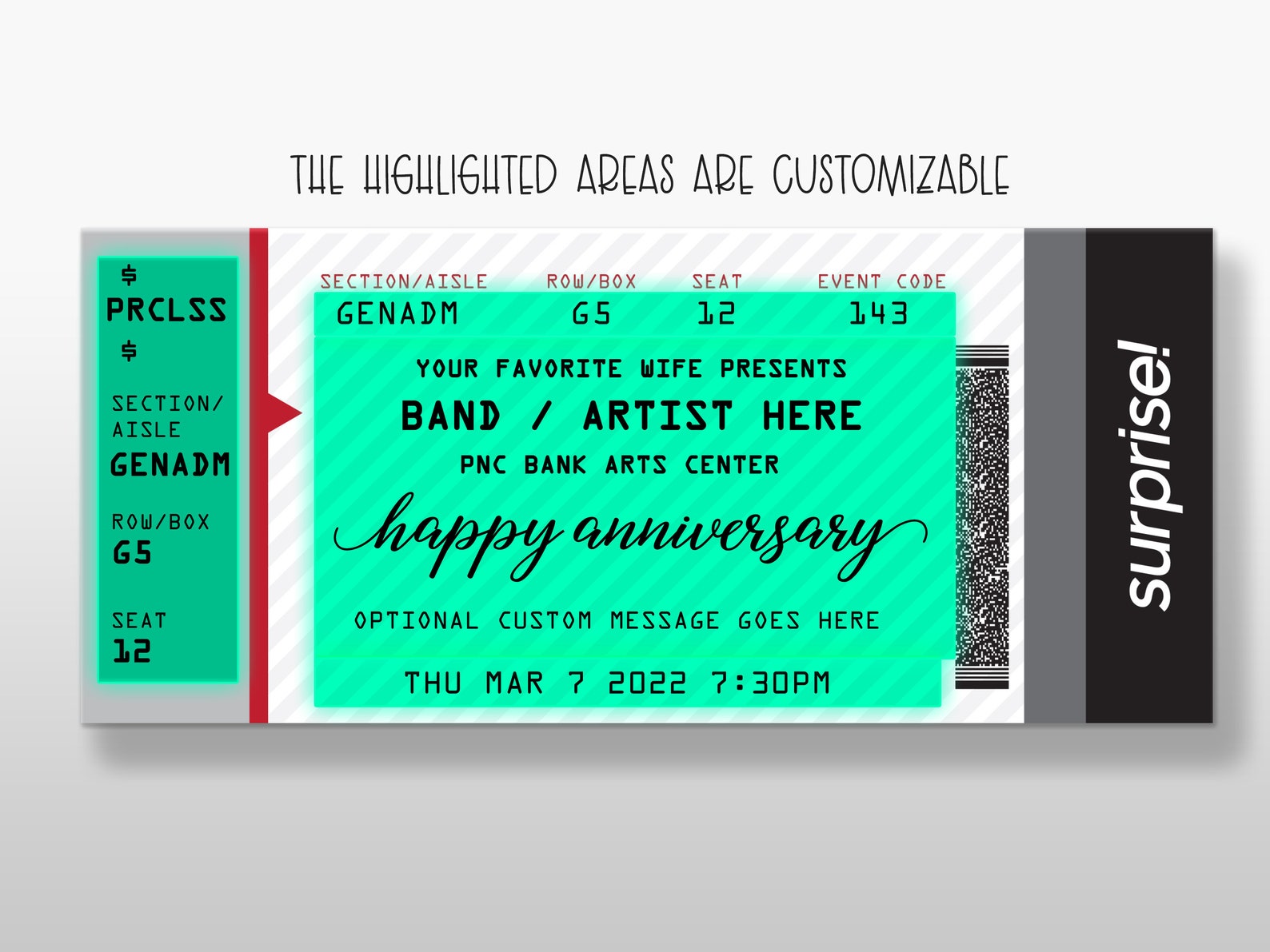 Printable Concert Ticket Gift Surprise Editable Template - Etsy