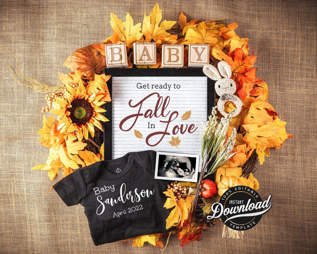 Fall Pregnancy Announcement Digital for Instagram Editable Fall in Love ...