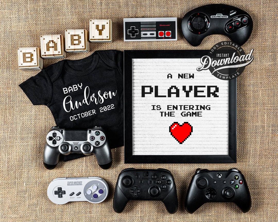 Digital Funny Pregnancy Announcement Video Game | Gamer Dad Mom Player ...