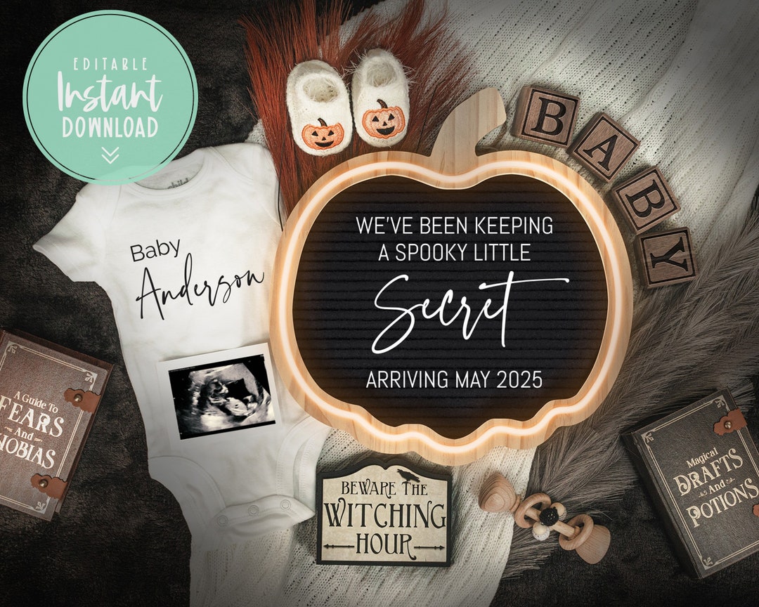 Halloween Fall Pregnancy Announcement Digital for Instagram Editable ...