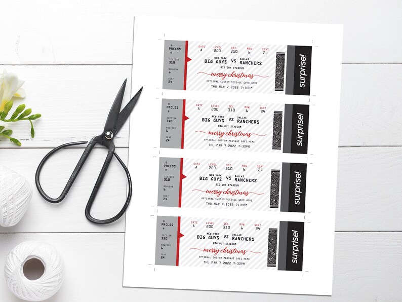 Printable Game Ticket Gift Surprise Editable Template Instant - Etsy