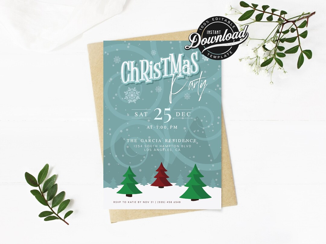 Christmas Party Invitation Holiday Invite Printable Instant Download ...