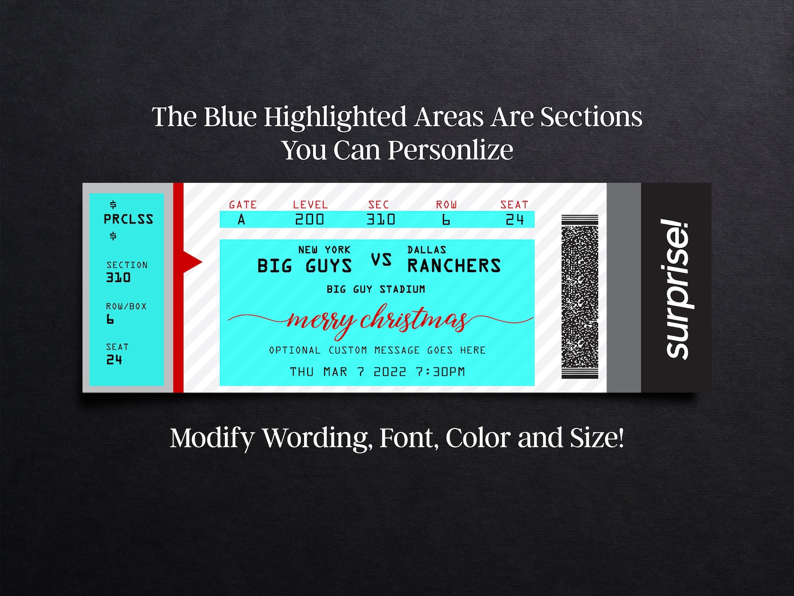 Printable Game Ticket Gift Surprise Editable Template Instant - Etsy