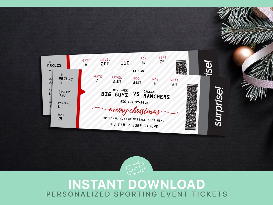 Printable Game Ticket Gift Surprise Editable Template Instant - Etsy