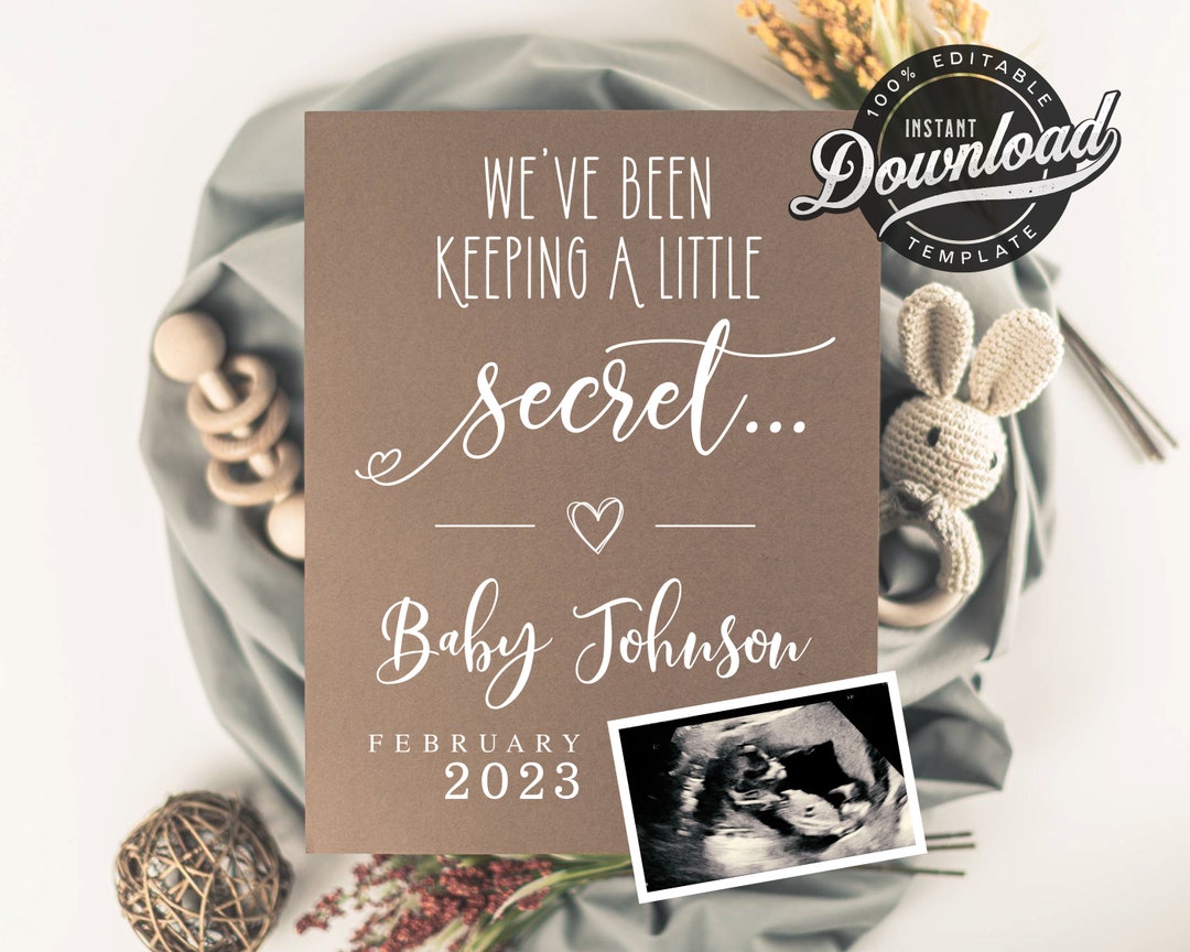 Editable Digital Pregnancy Announcement Gender Neutral | Secret ...