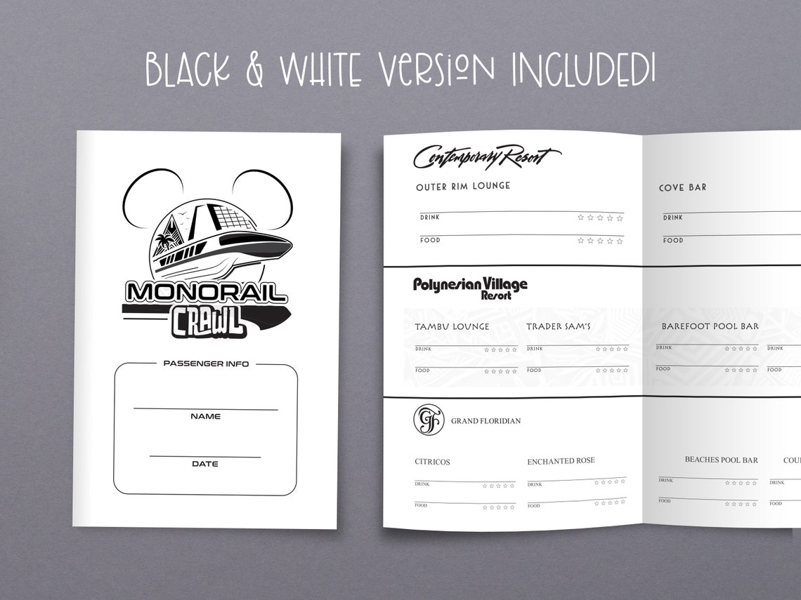 Printable Monorail Crawl Digital Download for Resorts on Monorail Line ...