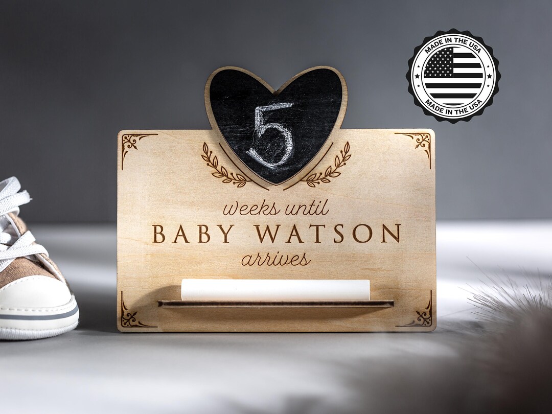 Personalized Engraved Baby Countdown Sign Custom Baby Shower Gift for ...