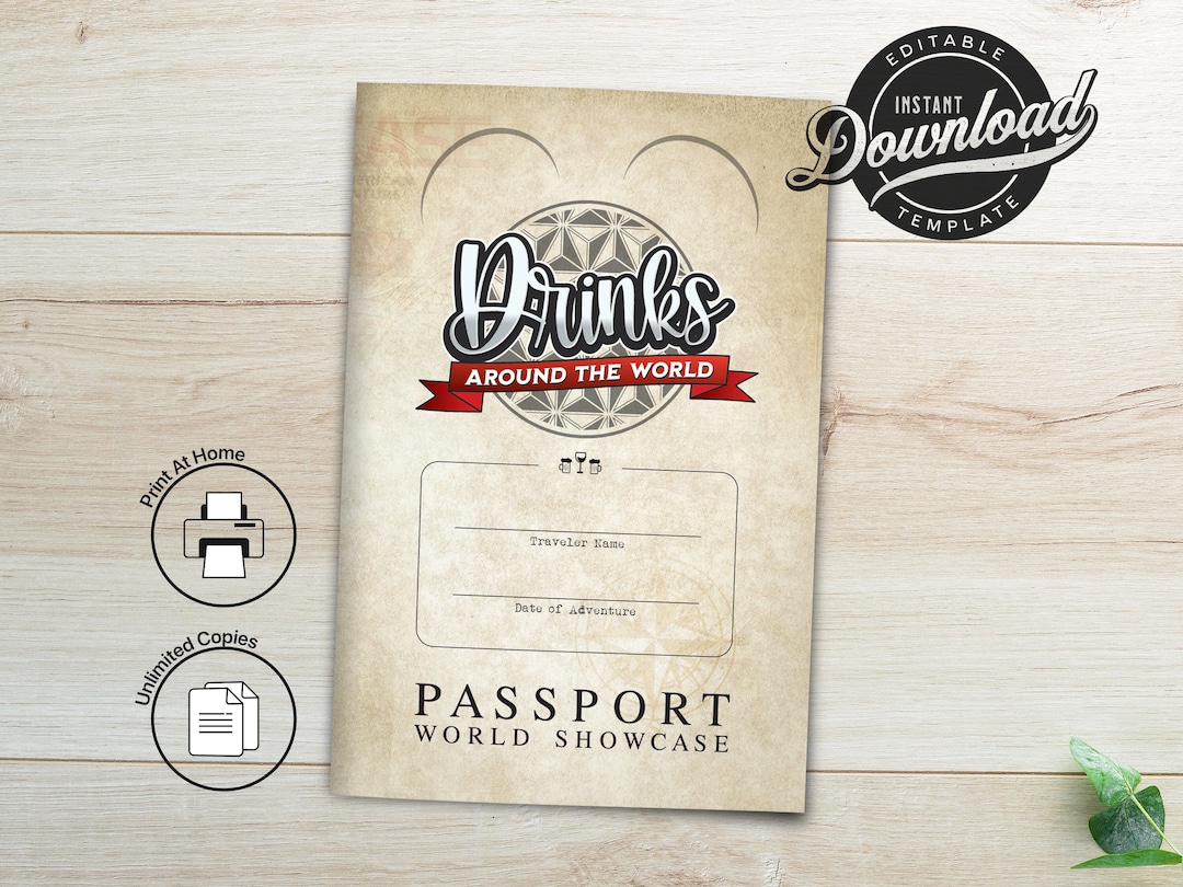Printable Drinks Around the World Passport Personalized Digital ...