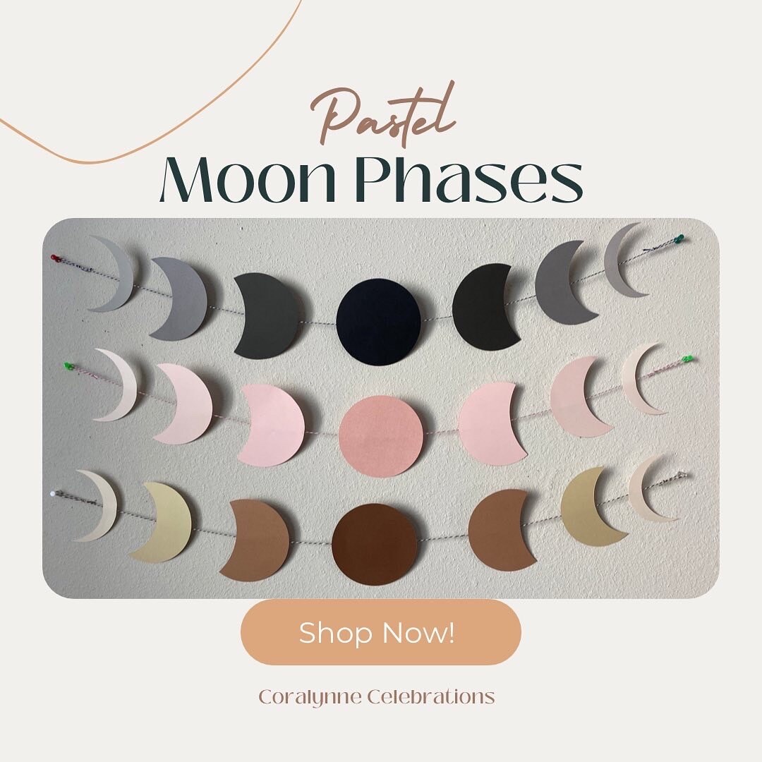 Moon Phase Garland, Celestial Moon Garland, Pastel Moon Phase Banner ...