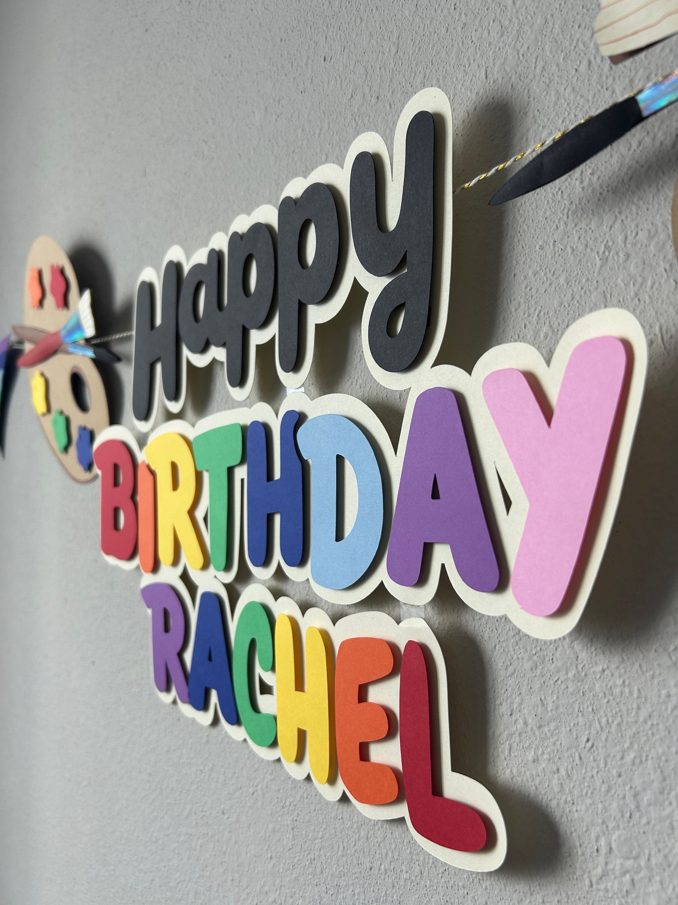 Rainbow Paint Birthday Banner Paint Party Birthday Banner - Etsy