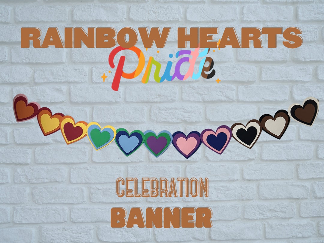 Pride Rainbow Hearts Banner, Pride Hearts Banner, Pride Party Banner ...