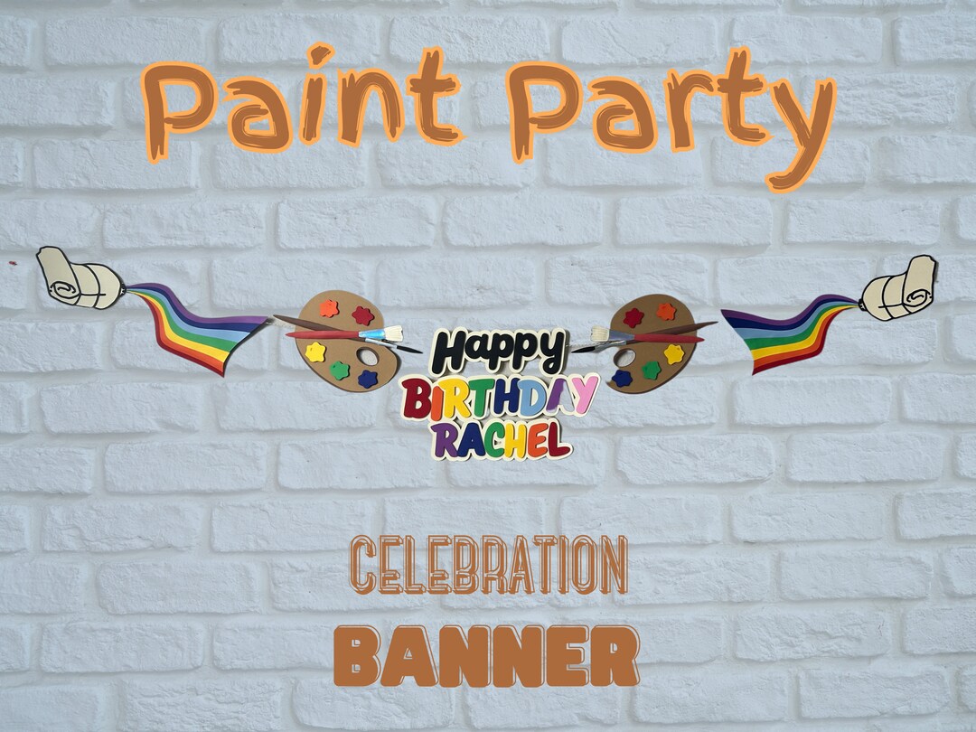 Rainbow Paint Birthday Banner, Paint Party Birthday Banner, Artist ...