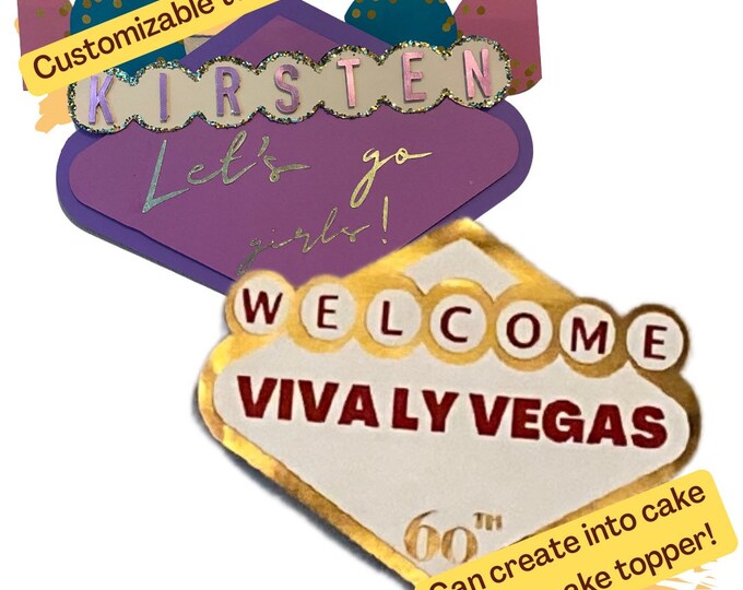 Viva Las Vegas Cake Topper, Vegas or Bust Cake Topper, Vegas Party Cake ...