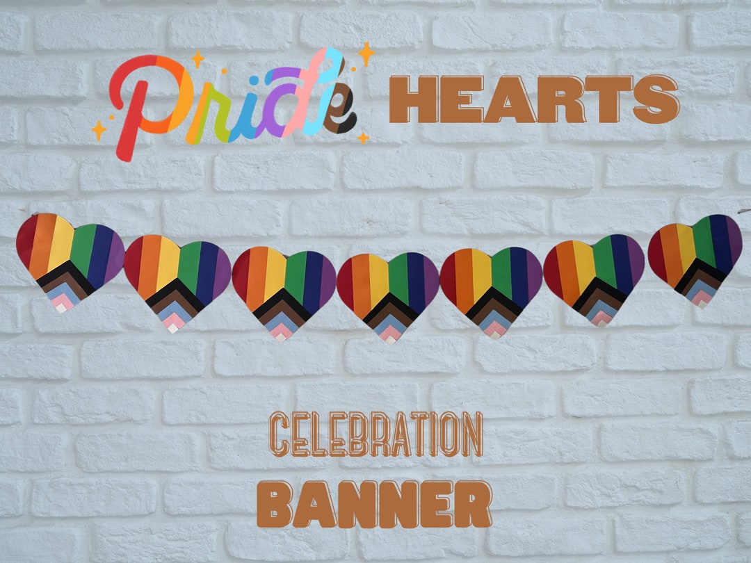 Pride Hearts Banner, Pride Flag Hearts Banner, Pride Party Banner ...
