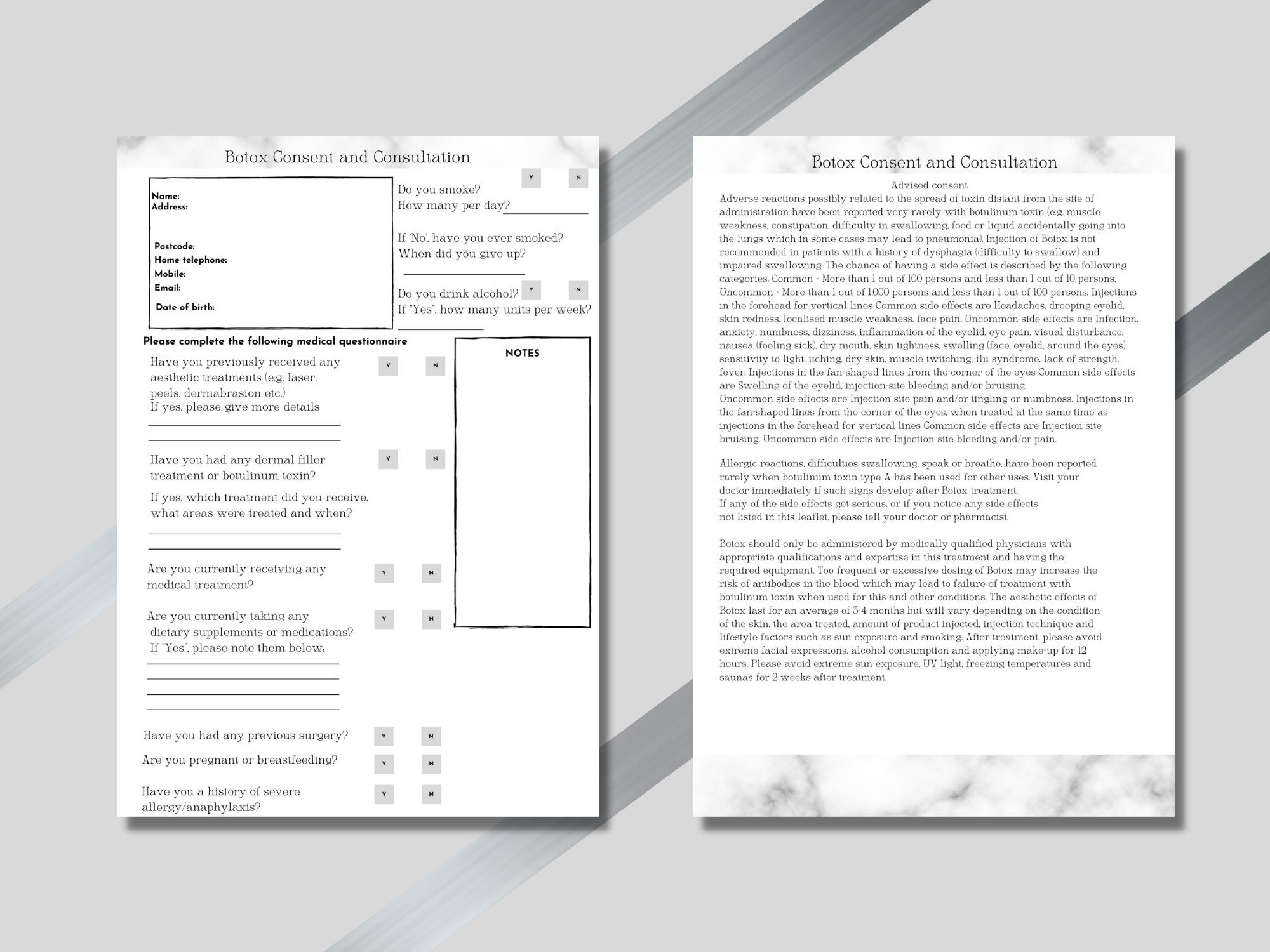 Botox INSTANT Download Consent Forms Anti-wrinkle Form Nurse - Etsy UK