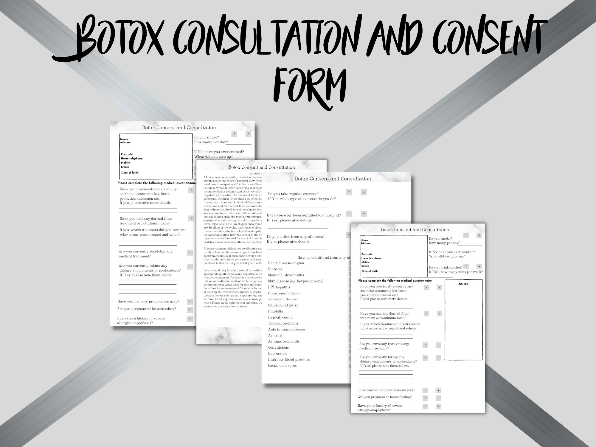 Botox INSTANT Download Consent Forms Anti-wrinkle Form Nurse - Etsy UK