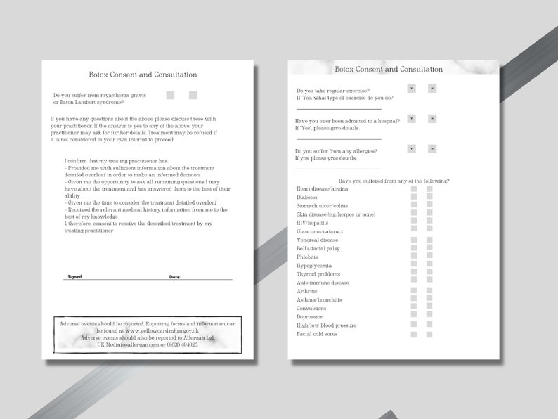 Botox INSTANT Download Consent Forms Anti-wrinkle Form Nurse - Etsy UK
