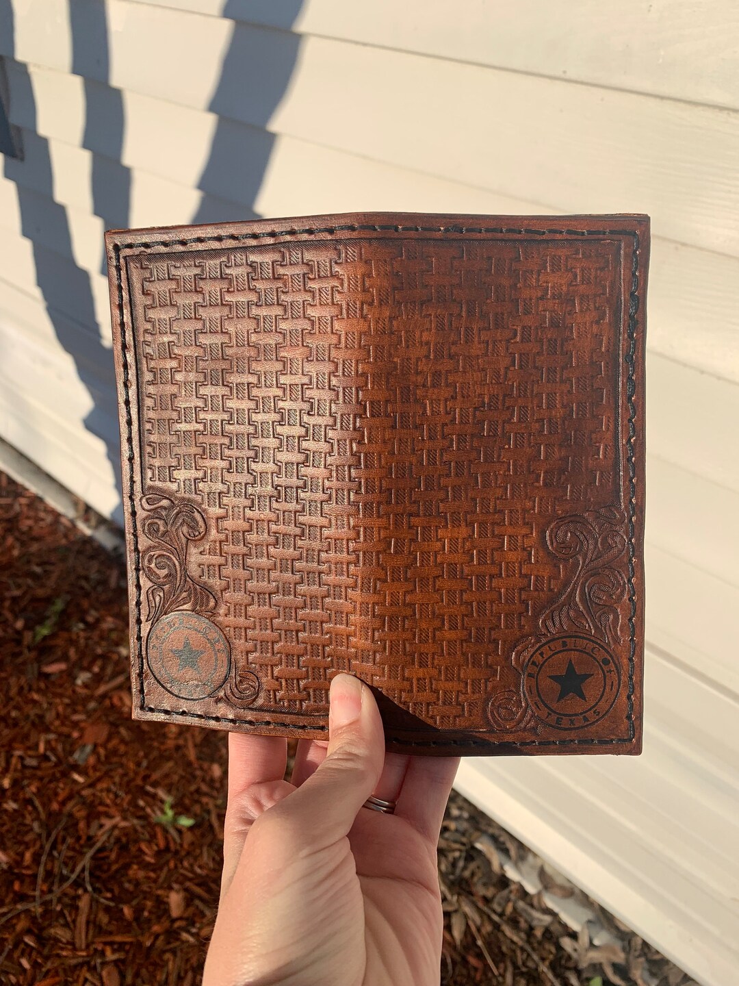 Roper Style, Tooled, Genuine Leather Wallet- Custom or Basic - Etsy