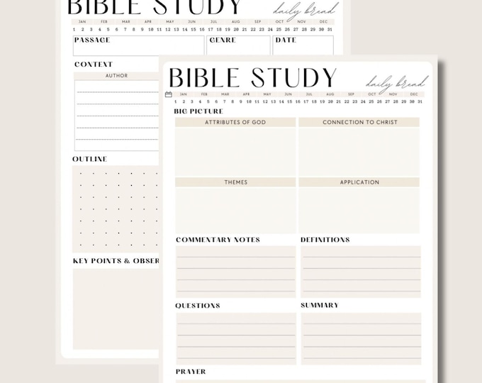 Bible Study Template (digital) - Two Page Reusable Note Sheet - Etsy