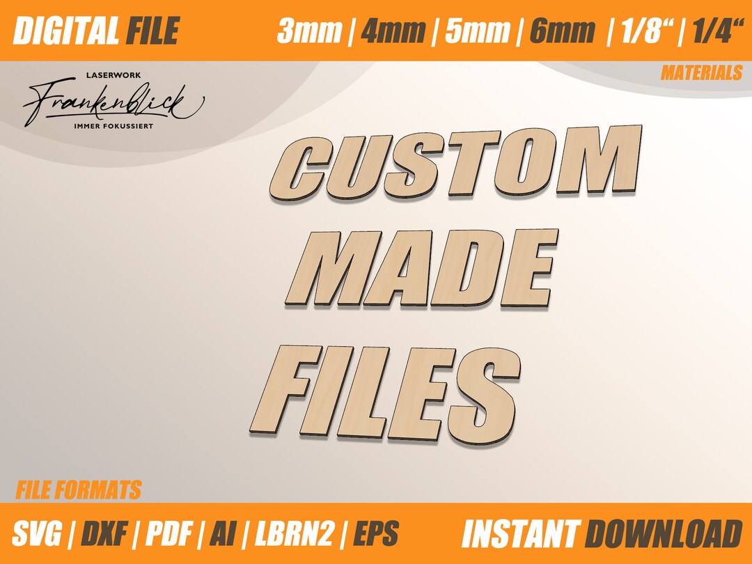 Custom Made Custom Digital File Dxf Svg Lightburn Ai Eps Pdf Plywood 3 Mm 3.175 Mm 4 Mm 5 Mm 6 ...