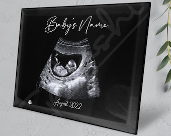 Personalised Heart Baby Scan Glass Photo Frame Token Ornament - Newborn ...