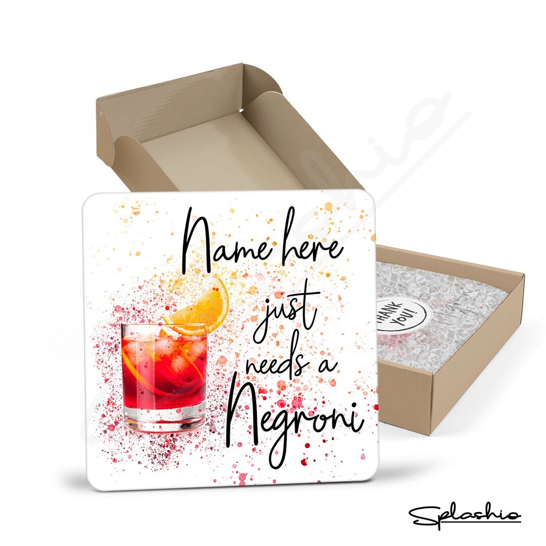 Coaster - NEGRONI Cocktail Personalised Coaster, Personalised, Fathers ...
