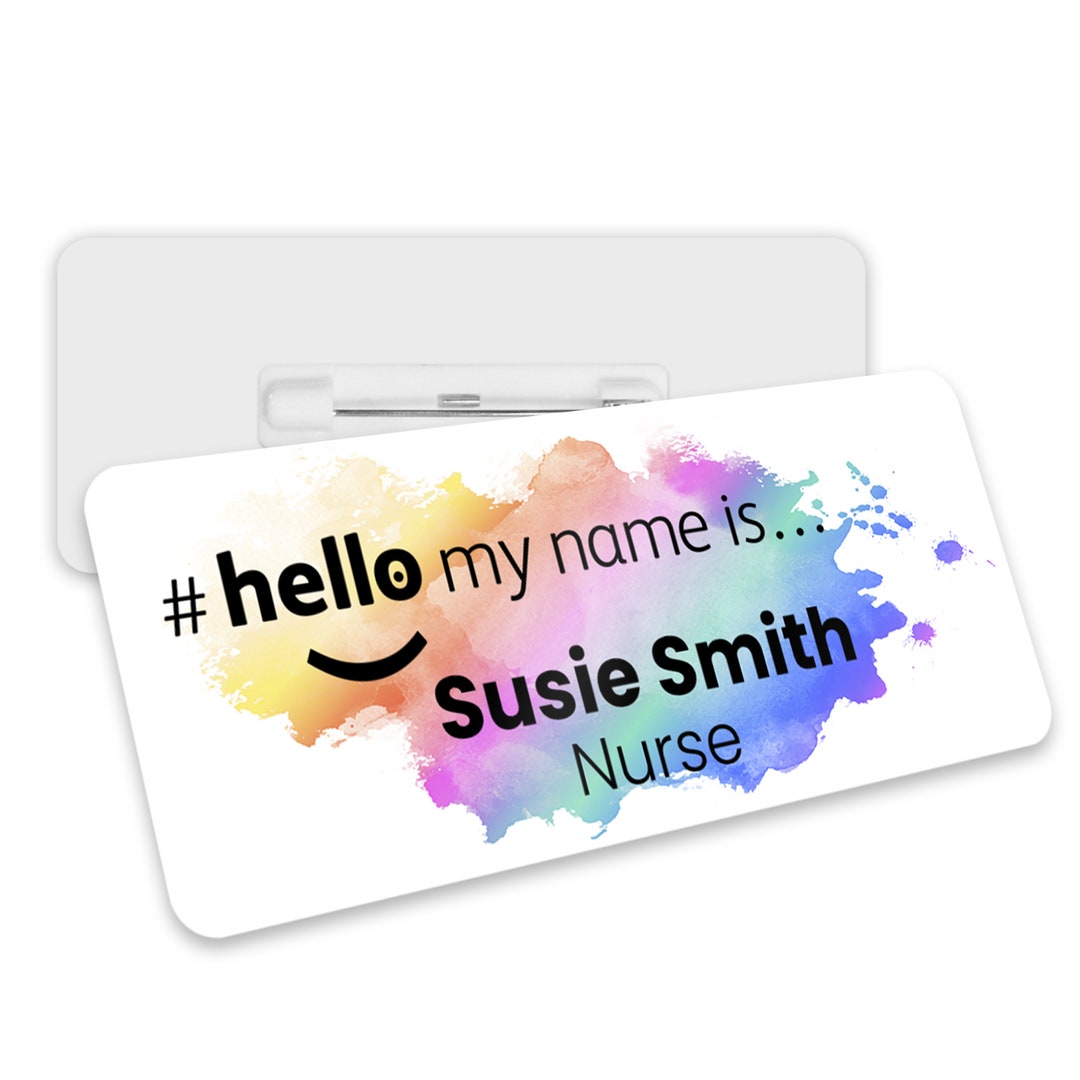 Personalized Rainbow Splash Name Badge With ID Reel - Etsy