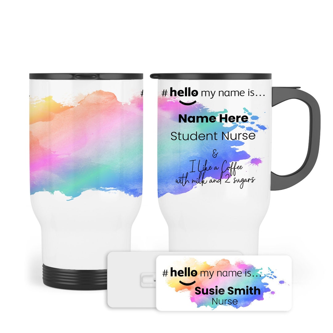 Hello My Name is Name Badge Rainbow Spash Personalised Premium Durable ...