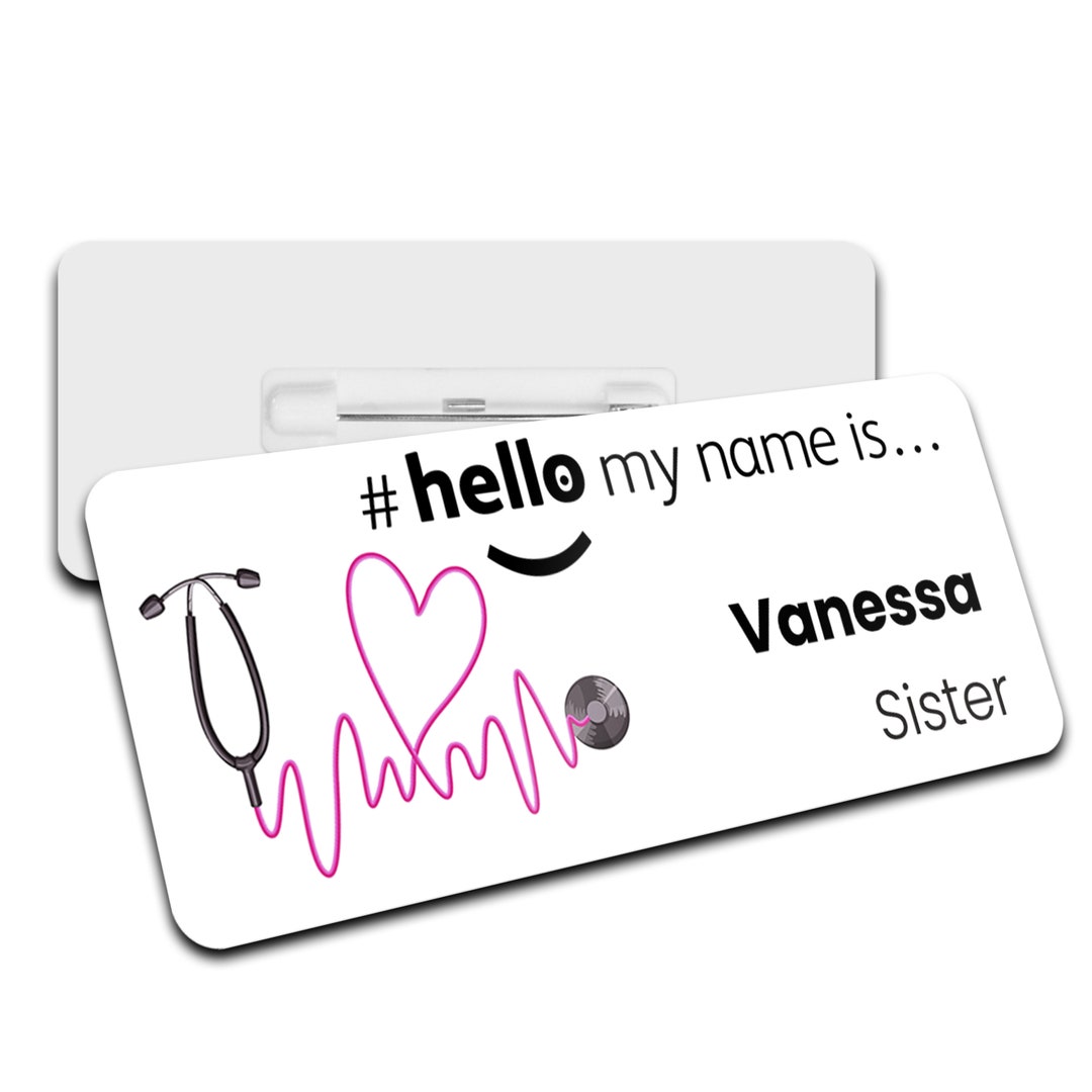Personalised Pink Stethoscope Name Badge - Healthcare Professional - Etsy