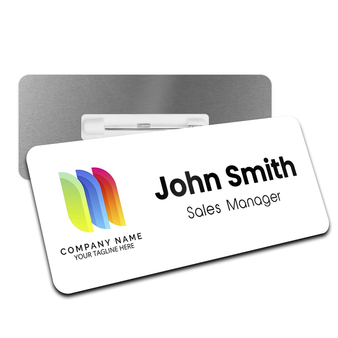 Your Business Logo Personalised Professional Name Badge Premium Custom ...