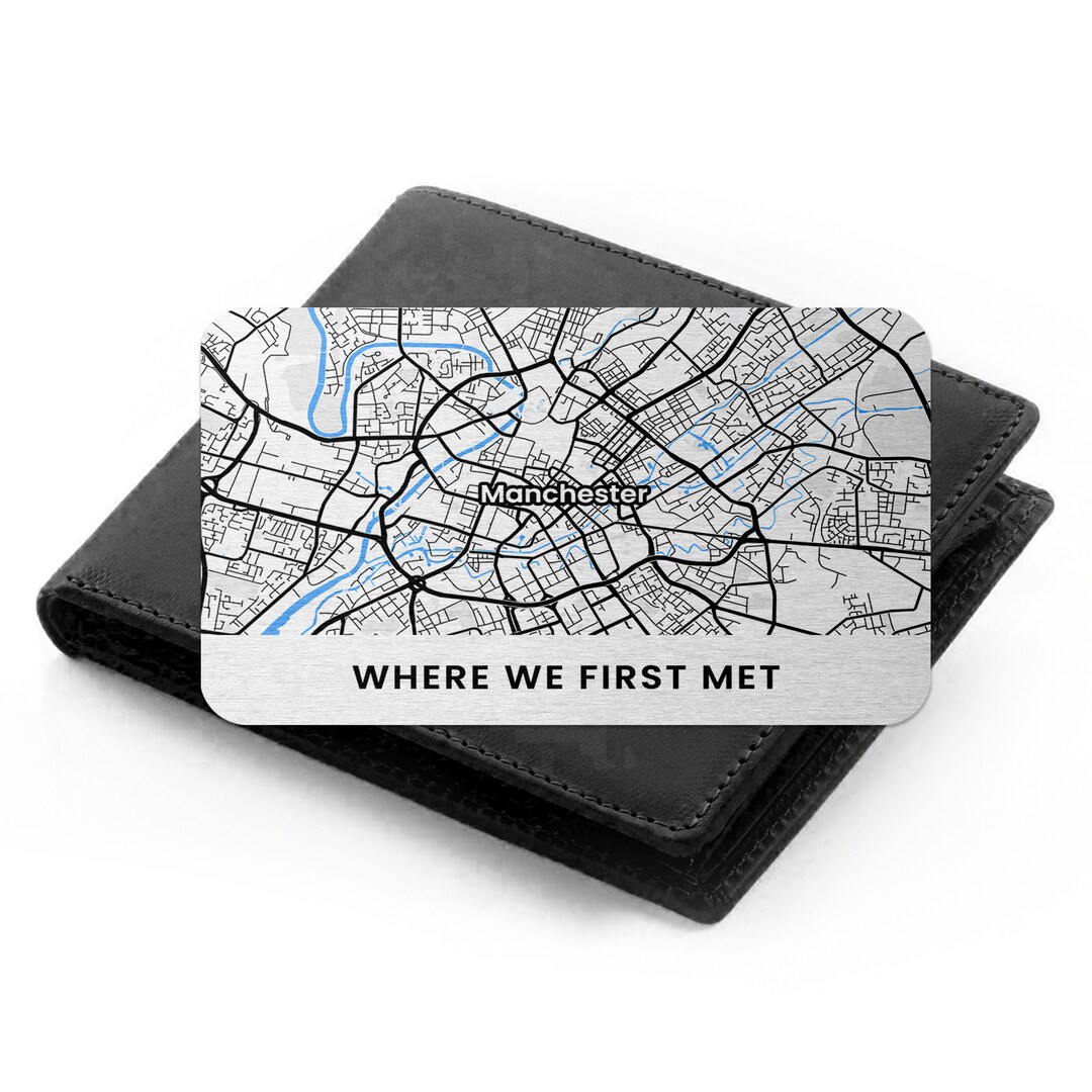 Metal Wallet Card With Map & Caption. Christmas Gift for Boyfriend ...