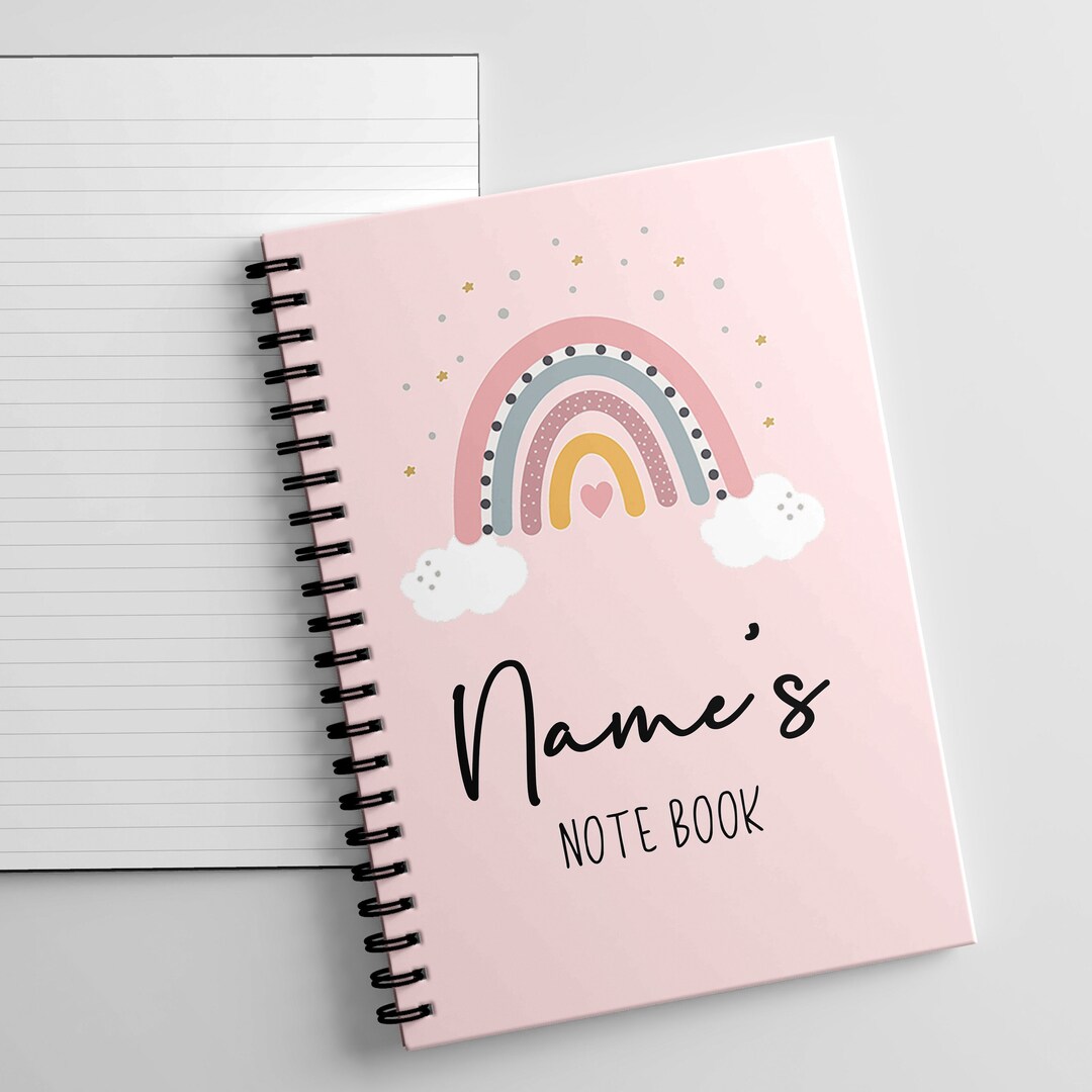 A5 Personalised Pink Rainbow Notebook Nurse Gift Set, Teacher Note Book ...