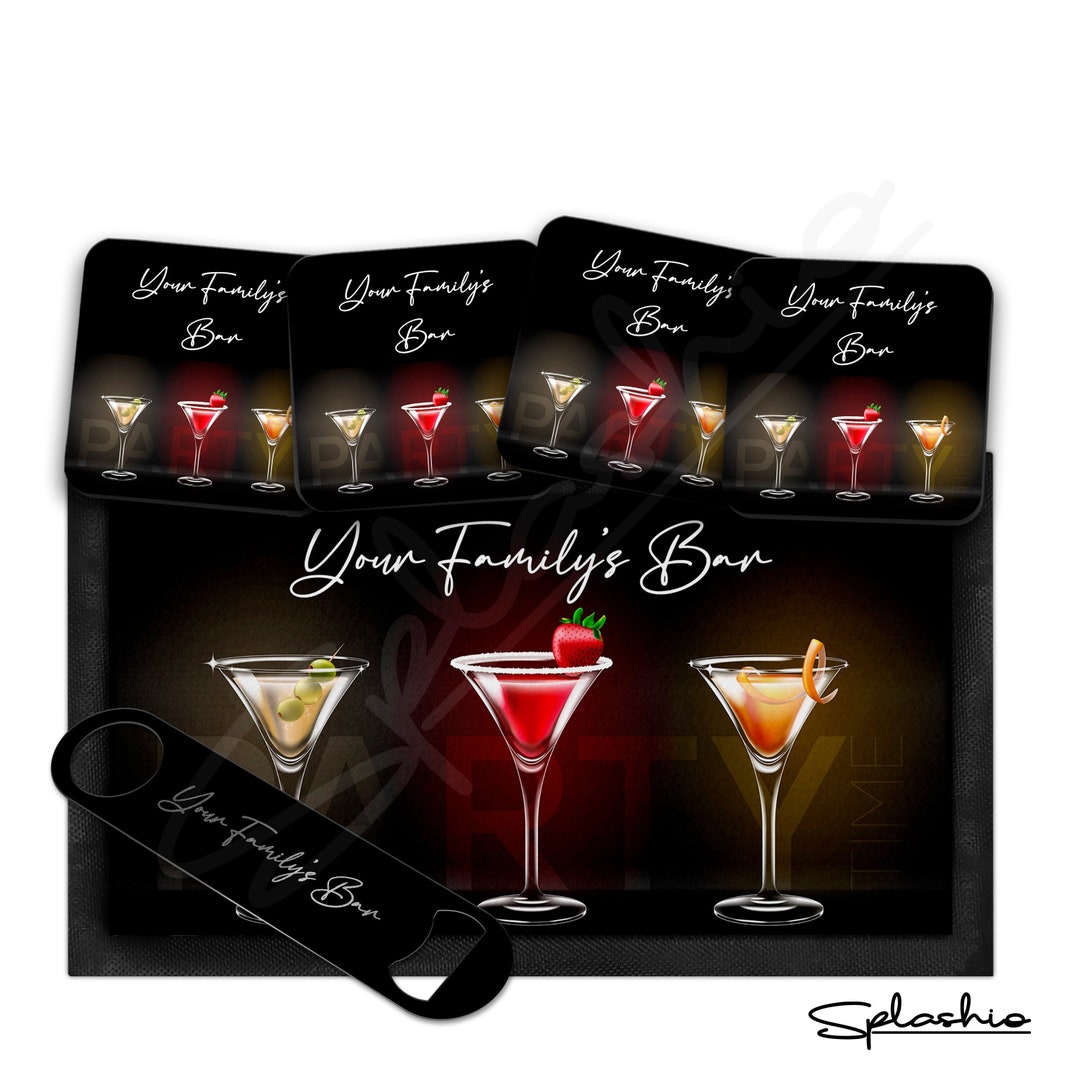 Personalised Bar Mat Cocktail Bar Runner Mat, Custom Beer Mats & Bar ...