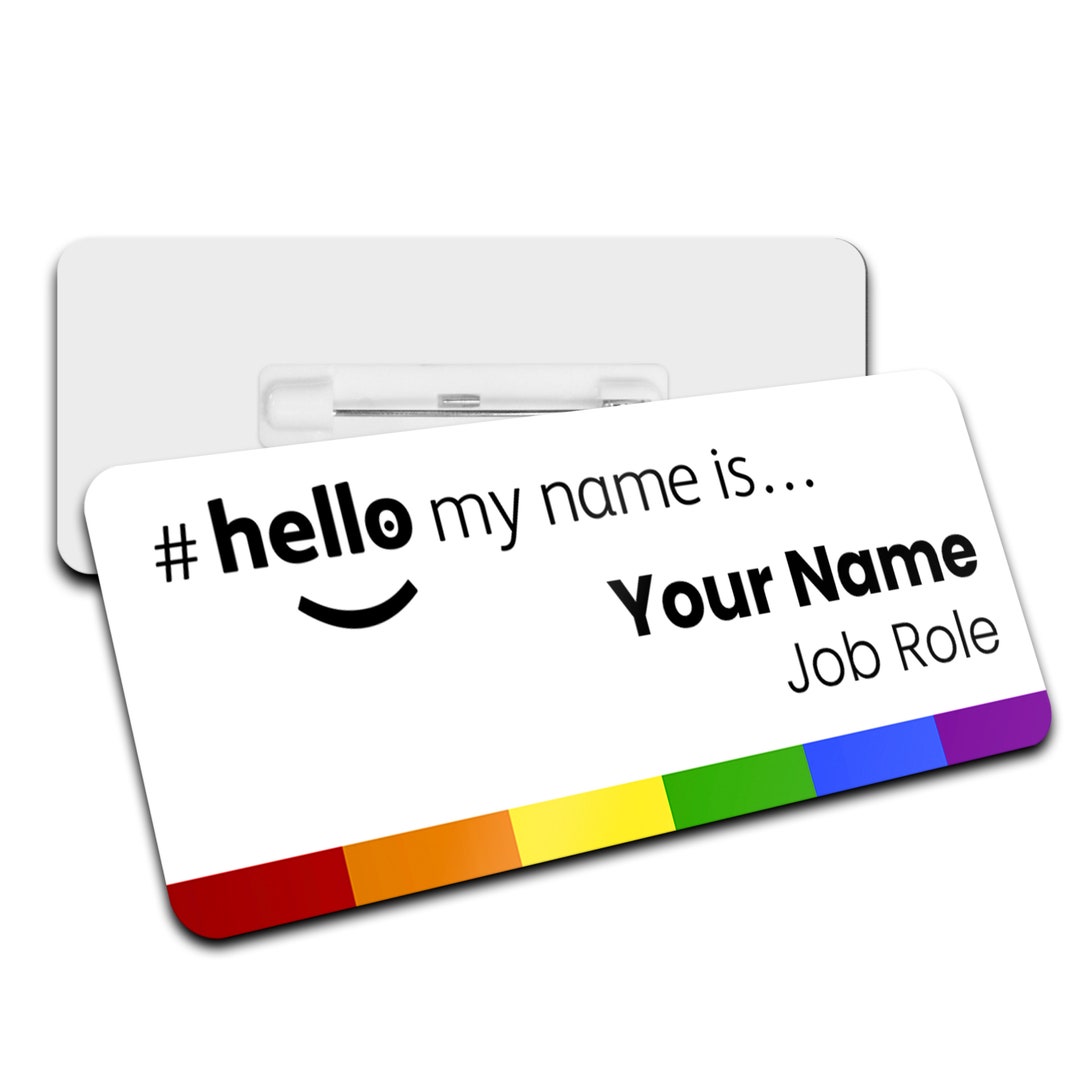 Hello My Name is Name Badge Rainbow Personalised Premium Durable Name ...