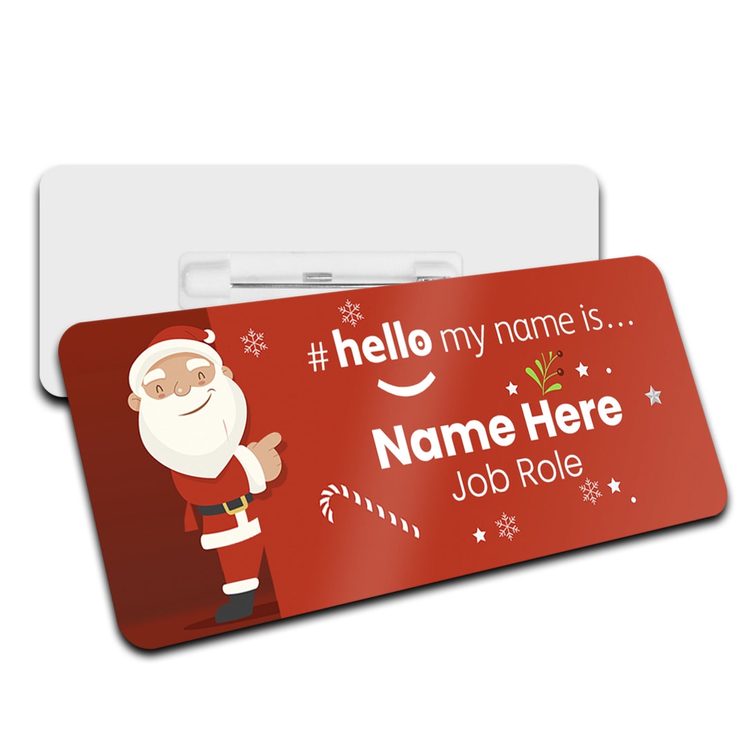 Hello My Name is Name Badge Christmas Personalised Premium Durable Name ...
