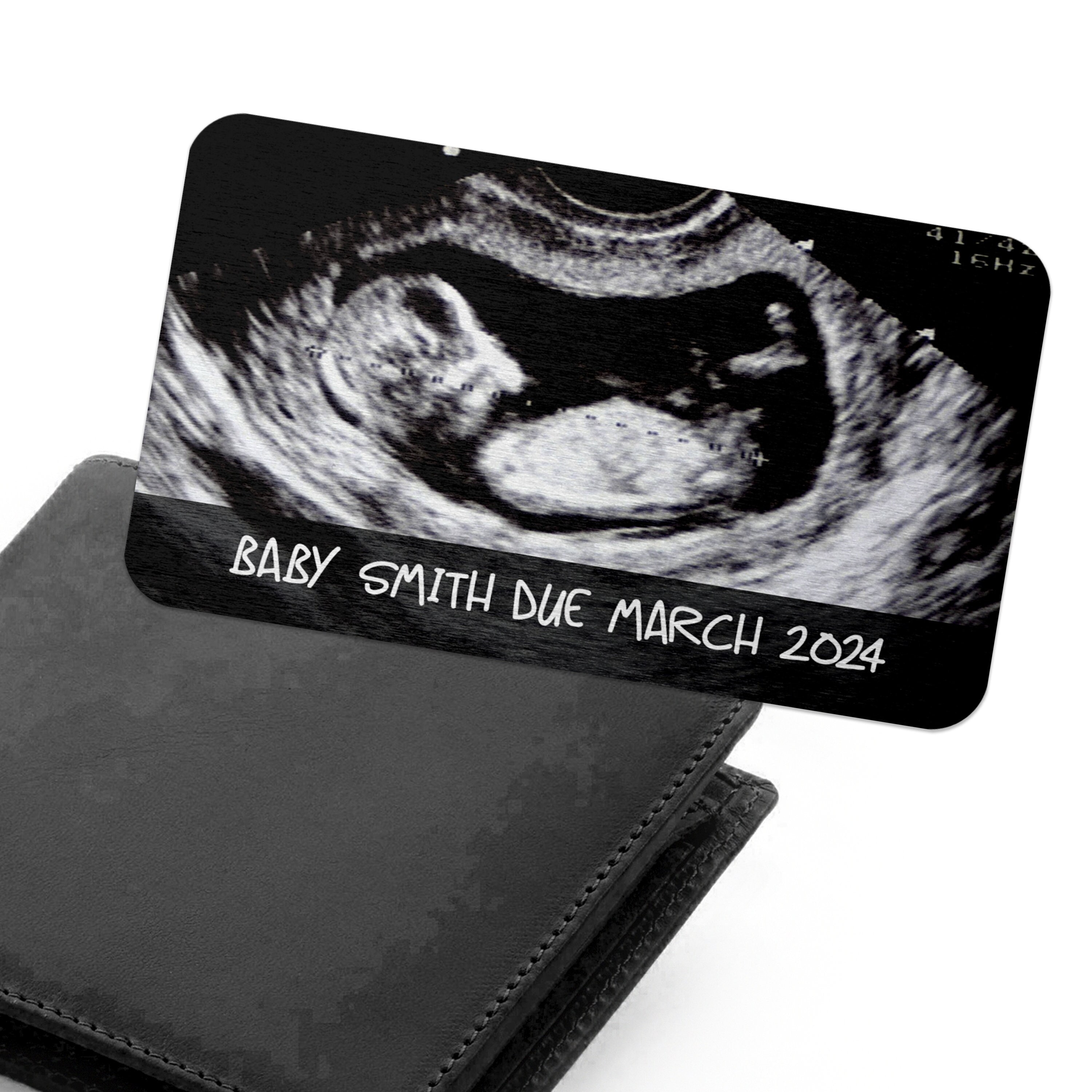 Pregnancy Announcement Baby Scan Metal Wallet Photo Card Insert ...