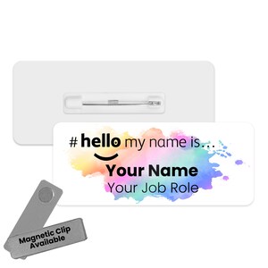 Personalized Rainbow Splash Name Badge With ID Reel - Etsy