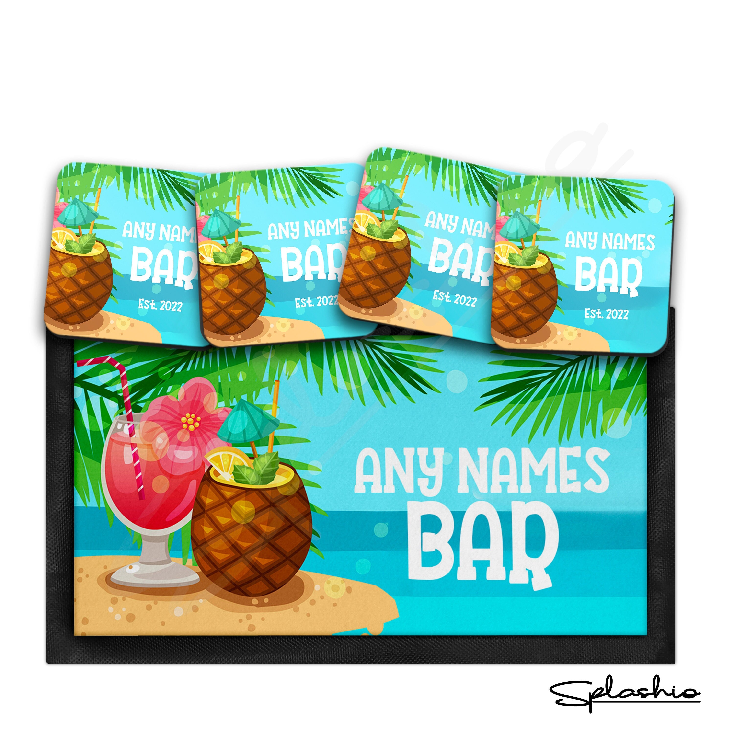Personalised Bar Runner Mat Cocktail Bar Custom Beer Mats & 4 - Etsy