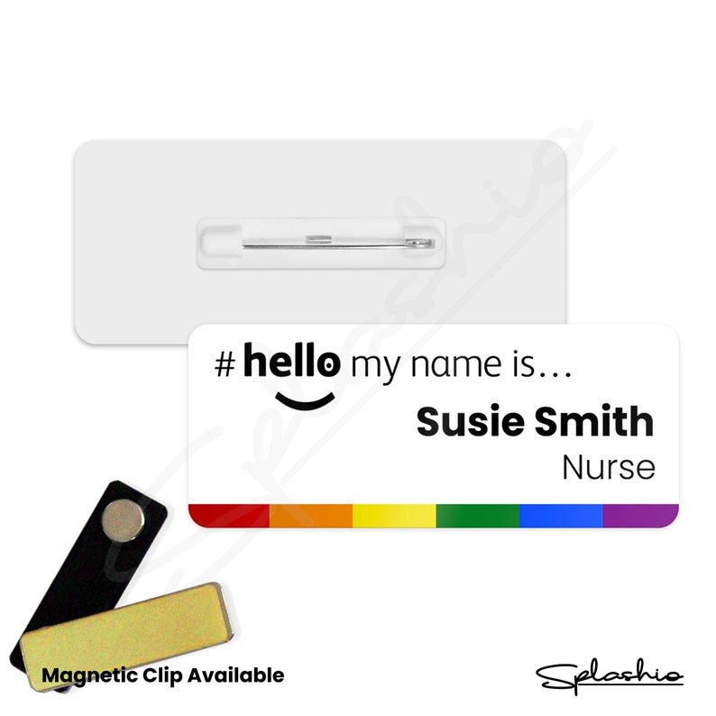 Hello My Name is Name Badge Rainbow Personalised Premium Durable Name ...