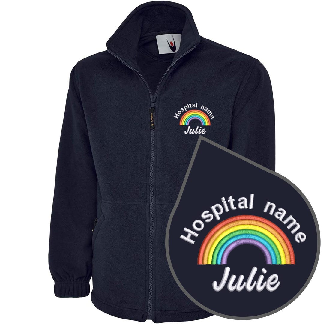 Embroidered Rainbow Healthcare Fleece Jacket: Personalized Weatherproof ...